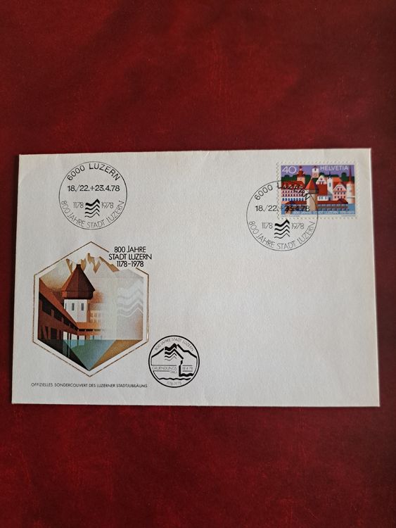 Schweiz FDC 1978 – 800 Jahre Stadt Luzern – offiziell (Gebraucht) in Luzern für CHF 1 – mit ...