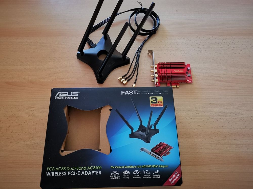 Asus PCE-AC88 WLAN Empfänger für PC, PCI E 1.0 Schnittstelle (Gebraucht ...