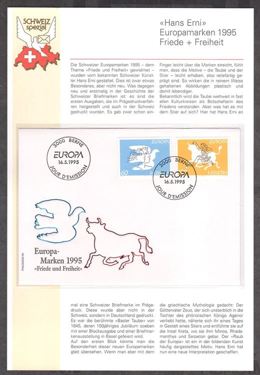 Schweiz spezial, Hans Erni, Europamarken 1995 (Gebraucht) in Walzenhausen für CHF 2 – mit ...