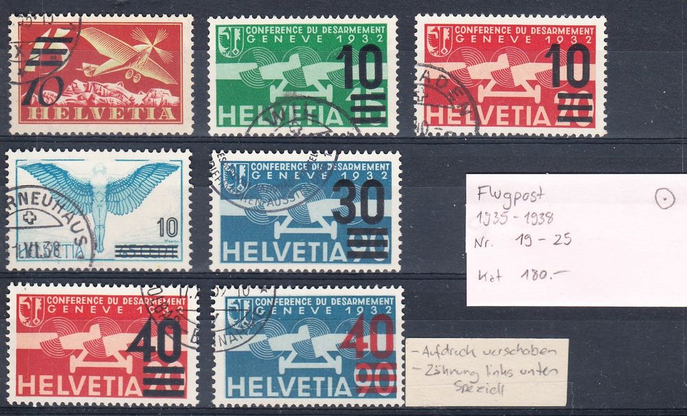 Flugpostmarken 1935-1938 gestempelt (ganze Serie) (Gebraucht) in Bellach für CHF 21 – mit ...