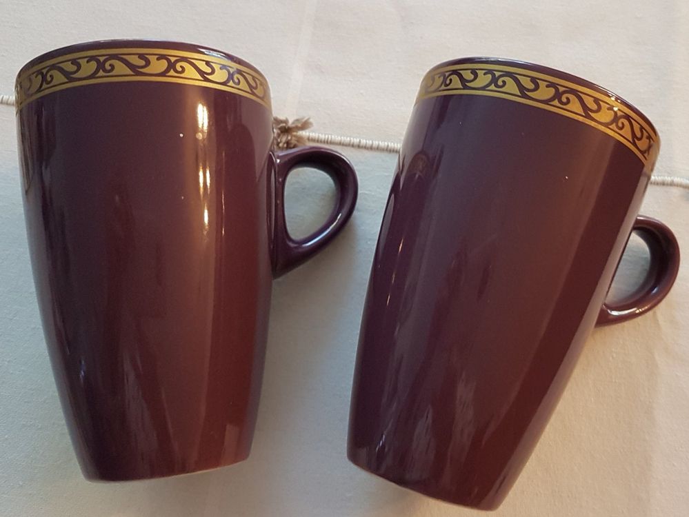 2 sehr edle Tassen Becher Kaffeebecher Keramik Lila Gold | Kaufen auf ...