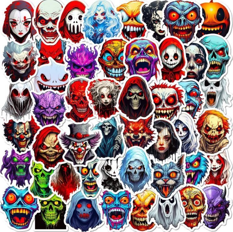 Monster Fratze Clown Maske Horror Scream 50 tlg Stickerset (Neu und ...