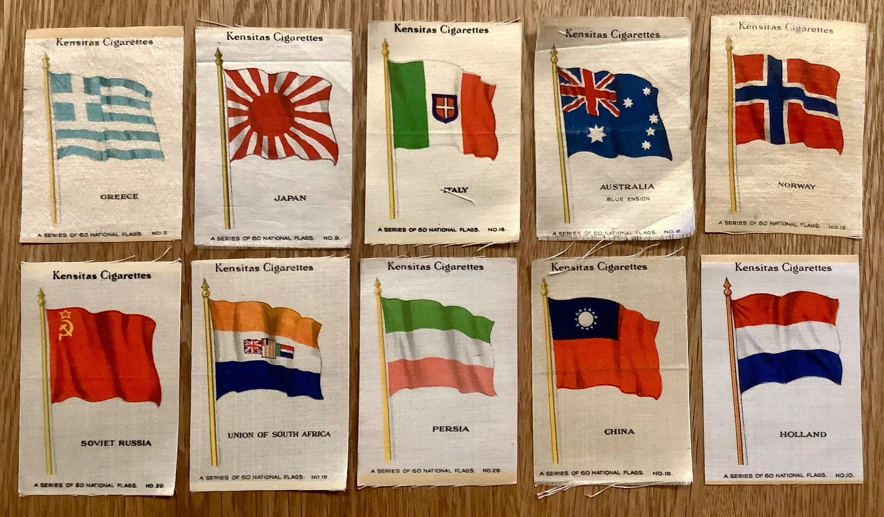 30er - 10 NATIONAL FLAGS Seide Flaggen Sammelbilder England (Gebraucht ...