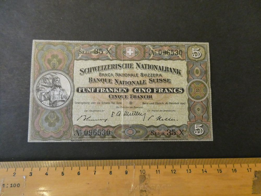 Schweiz 1947, 5 Franken (Gebraucht) in Hinterforst für CHF 5 – mit Lieferung auf Ricardo kaufen
