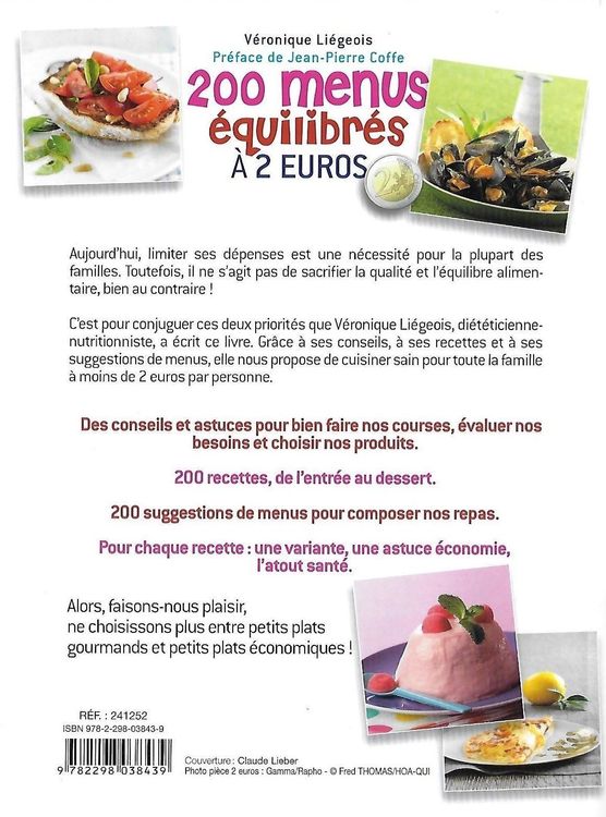200 Menus équilibrés à 2 Euros (Gebraucht) in Sorvilier für CHF 5 – mit ...