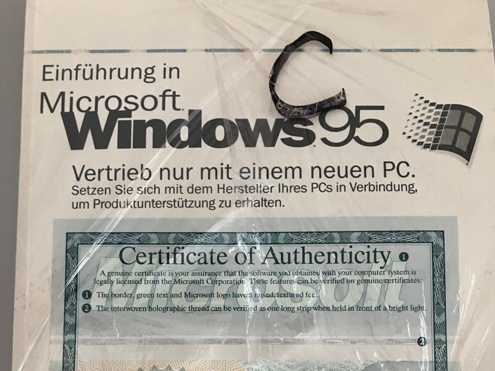 Windows 95 OEM C-Version (Gebraucht) in Wetzikon ZH für CHF 16 – mit ...