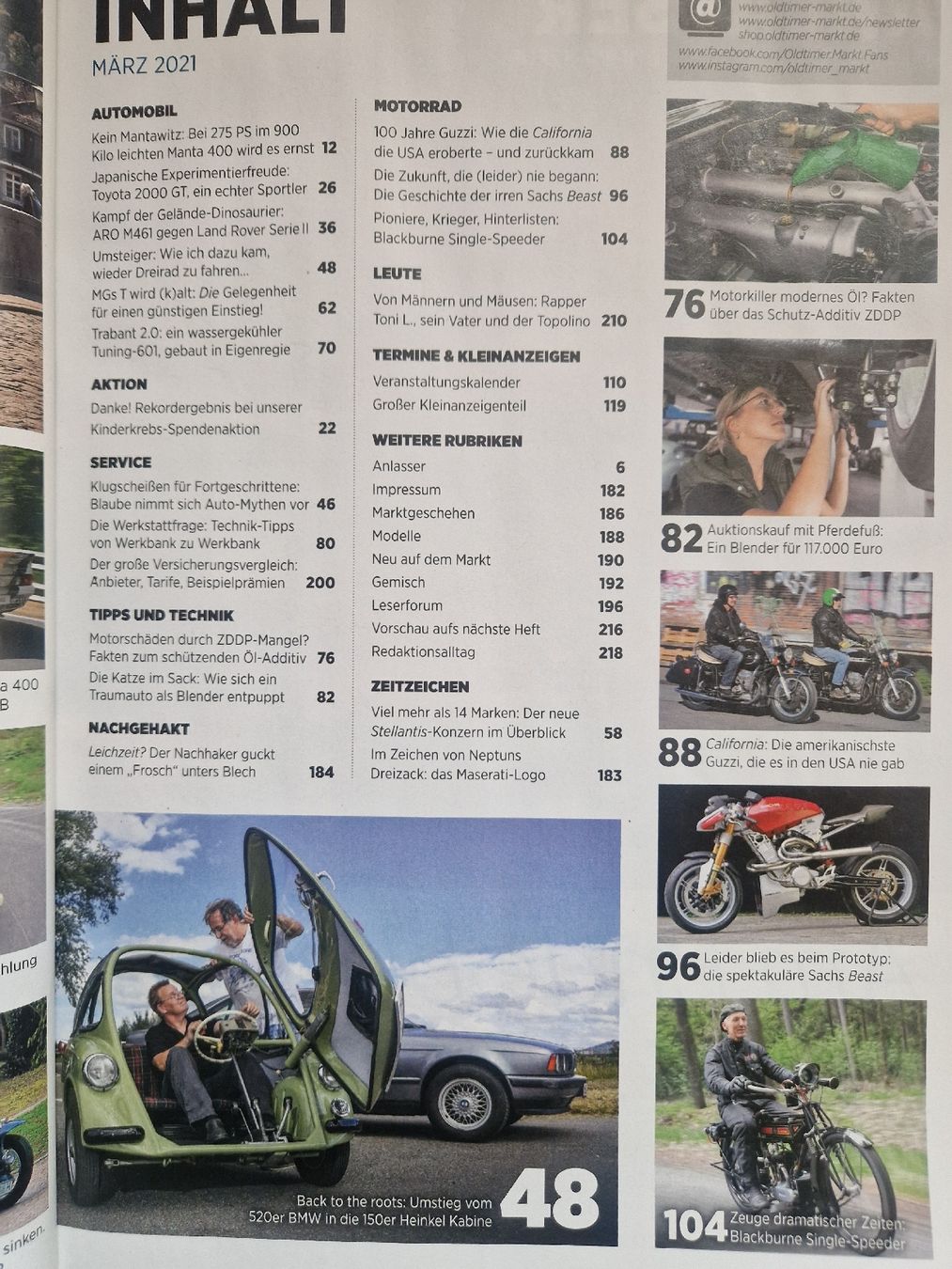 Opel Mantra 400 Toyota 2000 GT Aero M461-Land Rover MG T (D'occasion) à ...