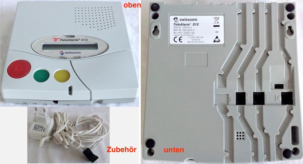 Swisscom 125279_0 TeleAlarm S12 Notrufgerät RJ12 grau (Gebraucht) in ...