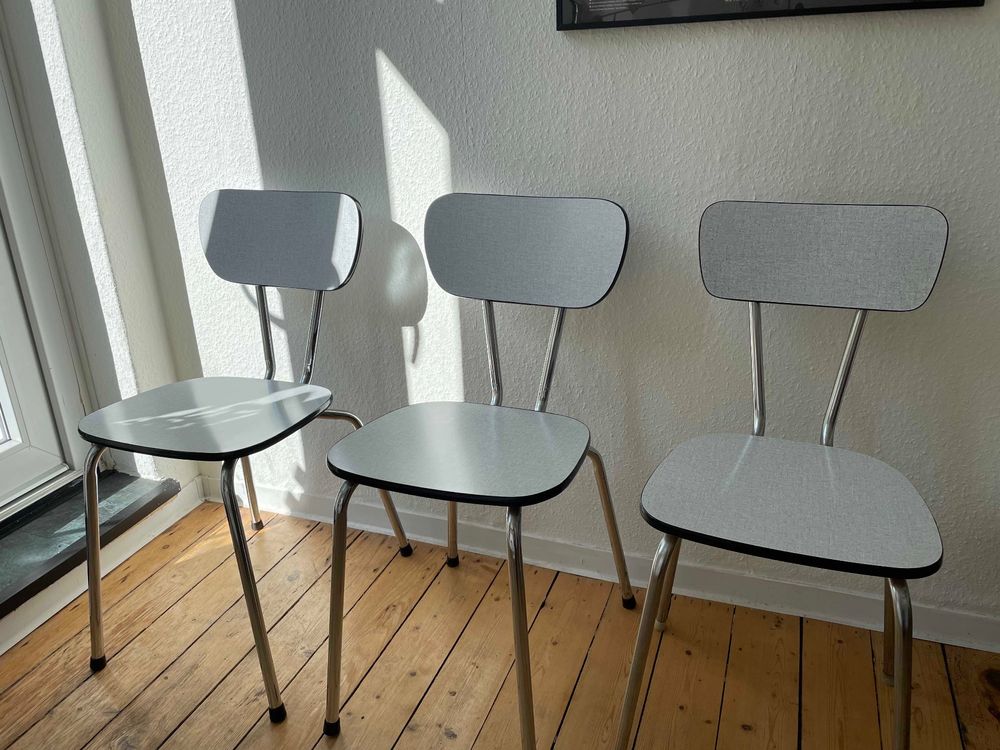 3er Set Kelko Stühle hellgrau 50er Jahre | Kaufen auf Ricardo