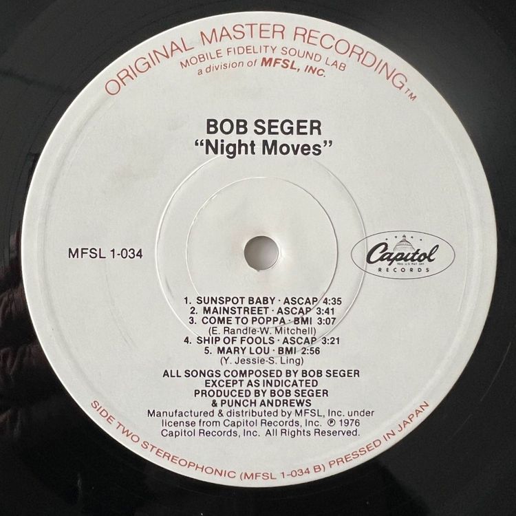 Bob Seger - Night Moves / Audiophile MFSL - US 1980 (Gebraucht) in Gais ...