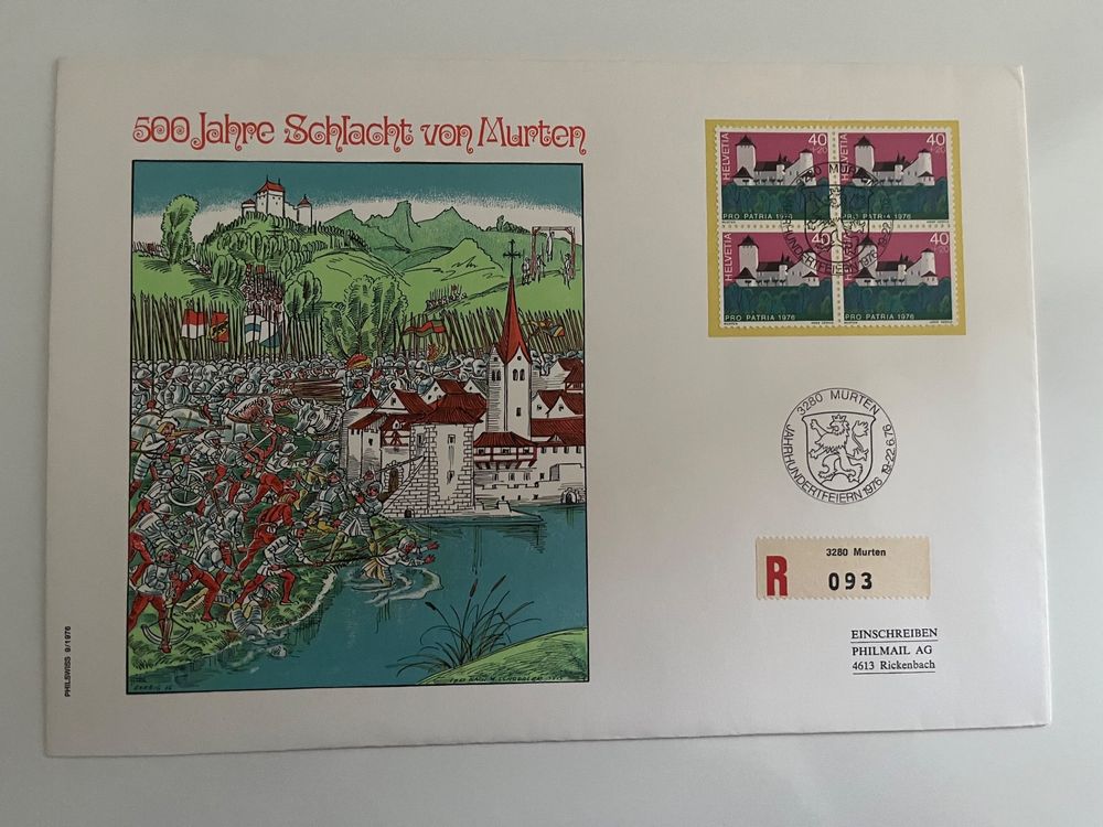 Schweizer Luxusbrief 500 Jahre Schlacht von Murten 1976 (Gebraucht) in Murgenthal für CHF 1 ...