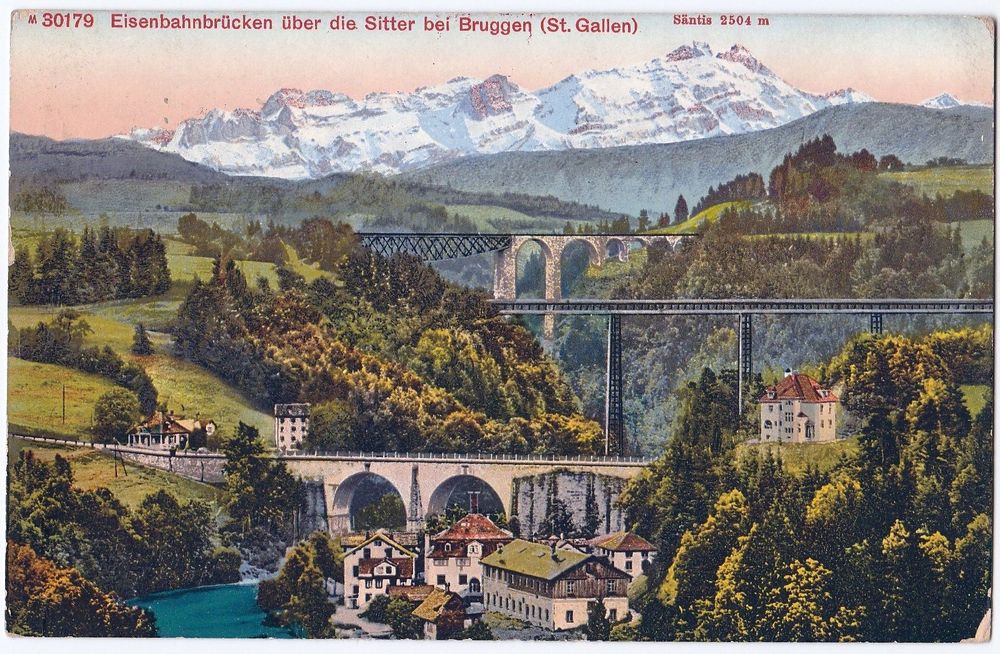 Eisenbahnbrücken über die Sitter - (1912) (Gebraucht) in Fällanden für ...