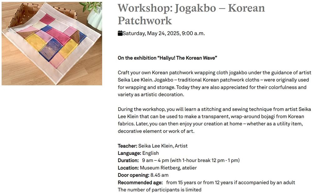 Workshop: Jogakbo – Korean Patchwork 24.05.2025 (English) (Neu und originalverpackt) in Zürich ...