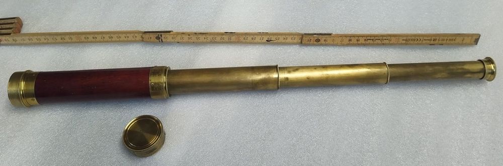 Antikes Messing Fernrohr mit Holzgriff, 3teilg. 56cm Lang (Gebraucht ...