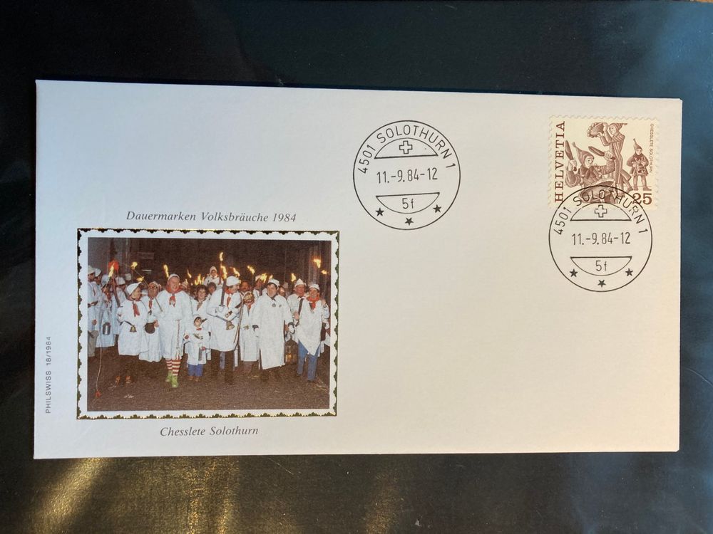 CH 1984 FDC Volksbräuche 25Rp Chesslete Ortsstempel Solothur | Kaufen auf Ricardo