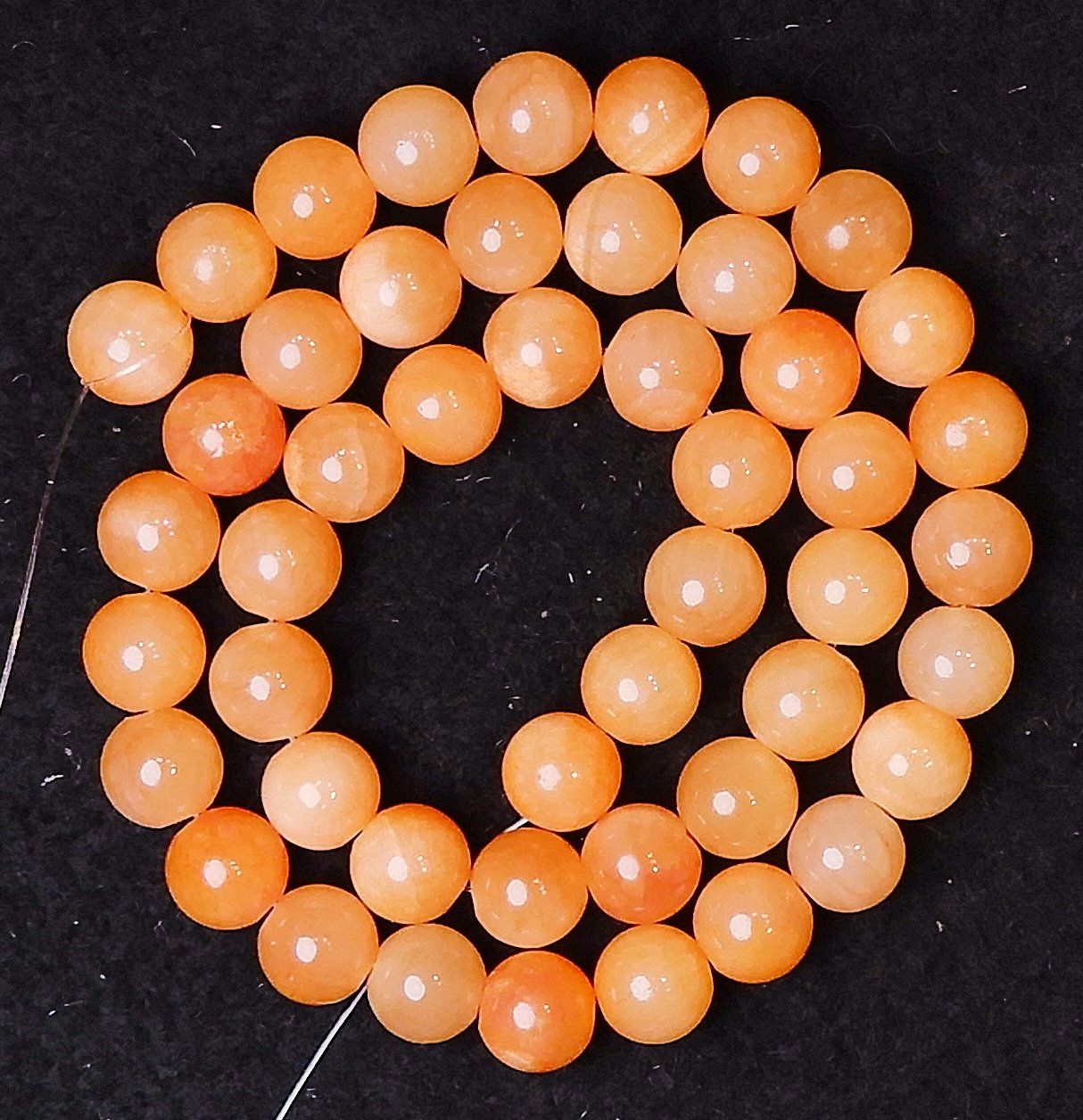 1 Strang echte schöne orange Sonnenstein Perlen 8 mm (Neu (gemäss ...