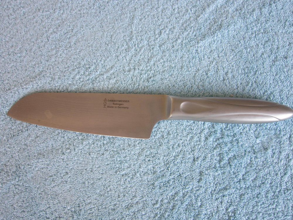 HGS Damastmesser Solingen 18 cm. mit Edelstahlgriff (Gebraucht) in ...