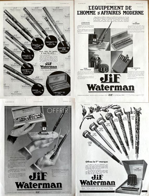Jif Waterman - 4 alte Werbungen / Publicités 1930/33 (Gebraucht) in ...