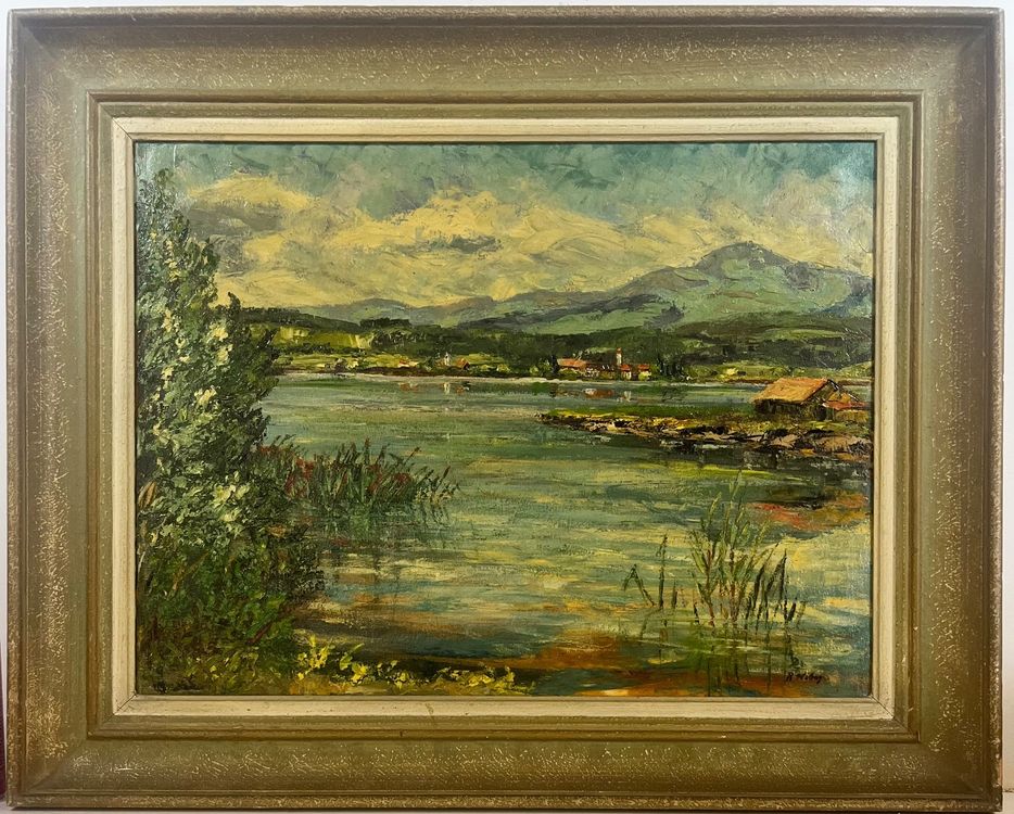 Grosse Seelandschaft Gemälde, Signiert : R. Weber | Kaufen auf Ricardo