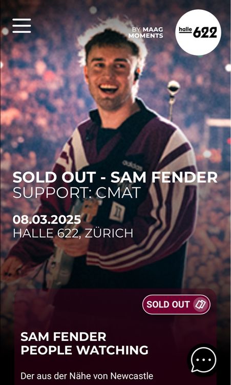 1x Stehplatz Ticket Sam Fender 08.03.2025 Halle 622 Zürich | Kaufen auf ...
