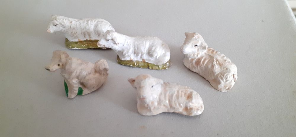 Krippenfiguren Miniatur Schafe + Hund antik | Kaufen auf Ricardo