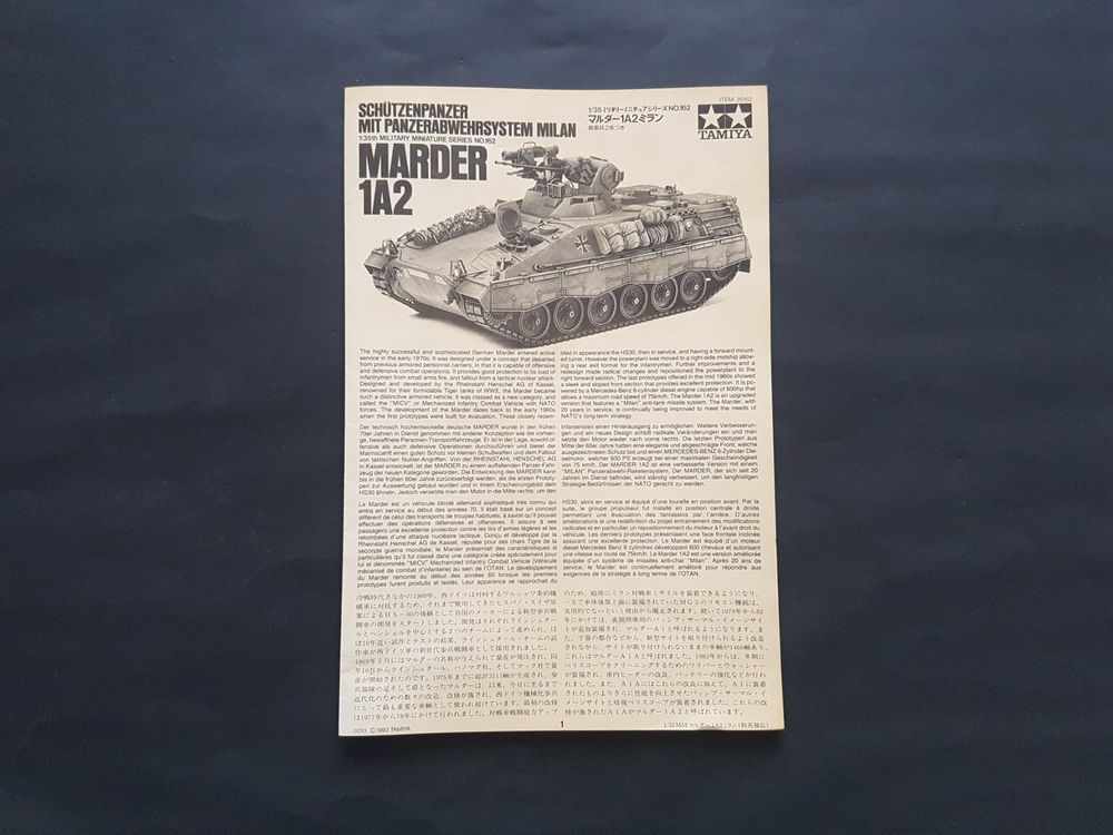Tamiya 35162, Marder 1A2 Schützenpanzer, 1/35 (Neuf avec emballage d ...
