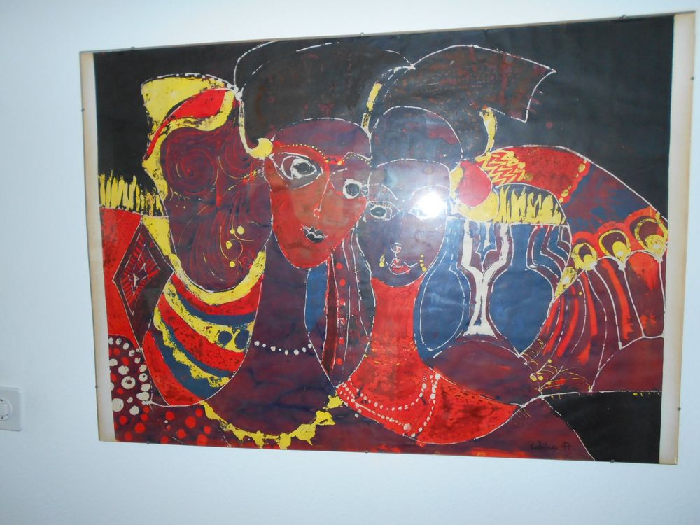 Batik Bild Lithographie hinter Glas ca. 70x100cm in 8041 ZH (Gebraucht) in Zürich für CHF 5.55 ...
