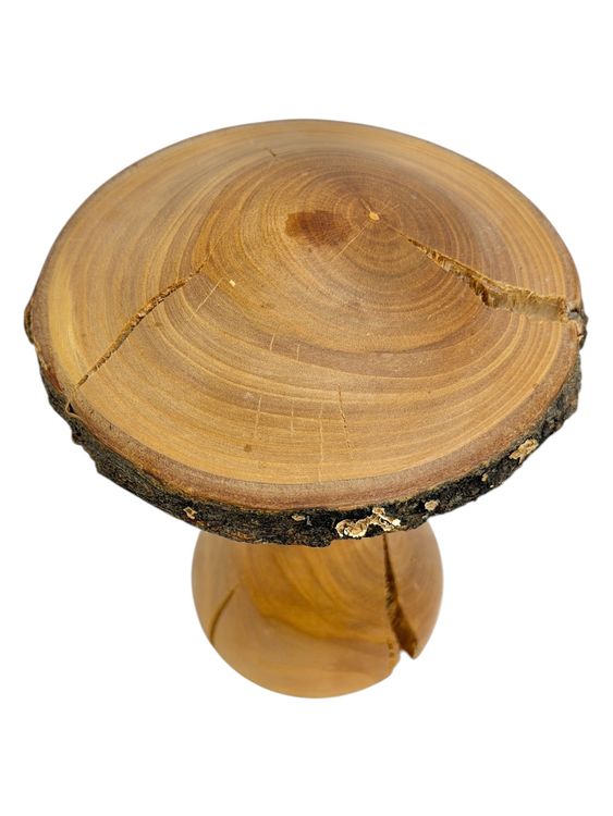 Champignon en bois massif tourné, pièce unique. H. 16 cm (D'occasion) à ...