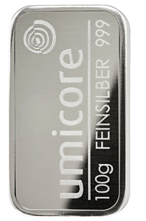 1 Stück Umicore 100g 999 Silberbarren NEUWARE ab Werk (Neu und ...