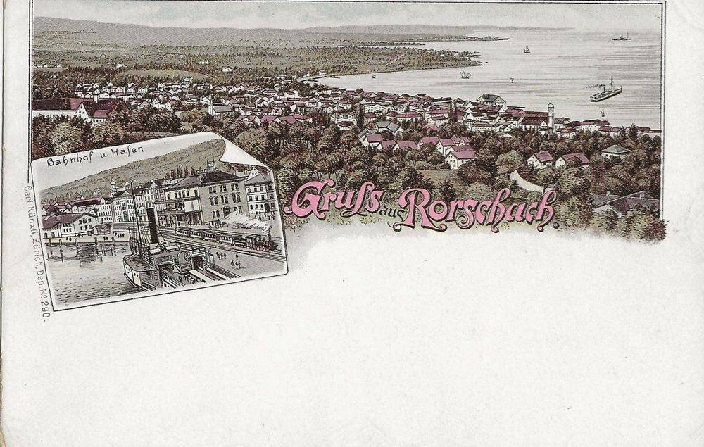 Gruss aus Rorschach, Litho, Bahnhof, Hafen | Kaufen auf Ricardo