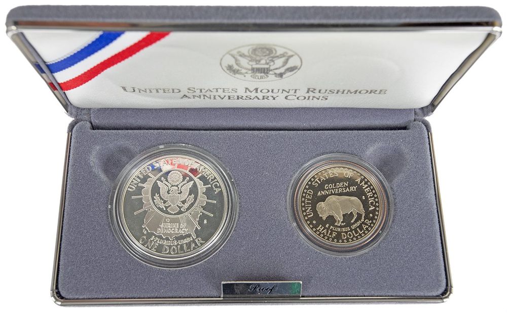 USA "1991 MOUNT RUSHMORE TWO- COIN PROOF SET" in Ausgabebox | Kaufen ...