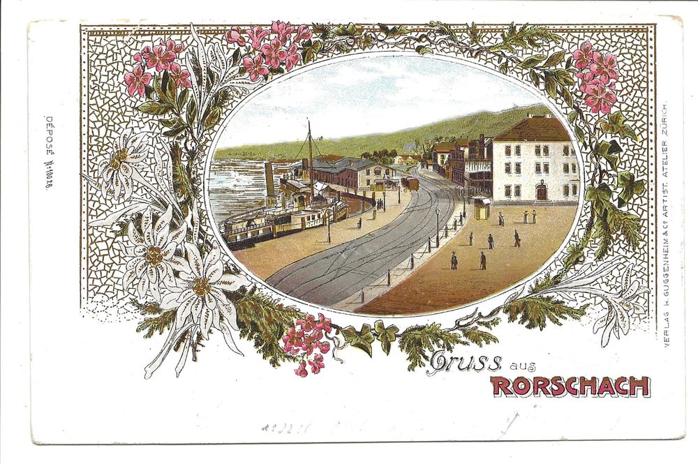 Gruss aus Rorschach (SG) Hafen - Bahnhof - rare Litho 1901 (Gebraucht) in Engelburg für CHF 24 ...