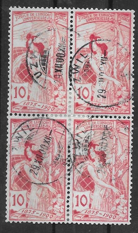 78C 4er Block UPU 1900 gestempelt (Gebraucht) in Kradolf für CHF 102 – mit Lieferung auf Ricardo ...