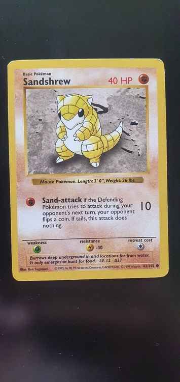 Pokemon Sandshrew Shadowless Base Set (Gebraucht) in oberbuchsiten für ...