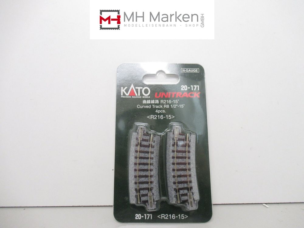 KATO / Noch 78113 Unitrack 4x gebogenes Gleis R216 15° N (Gebraucht) in ...
