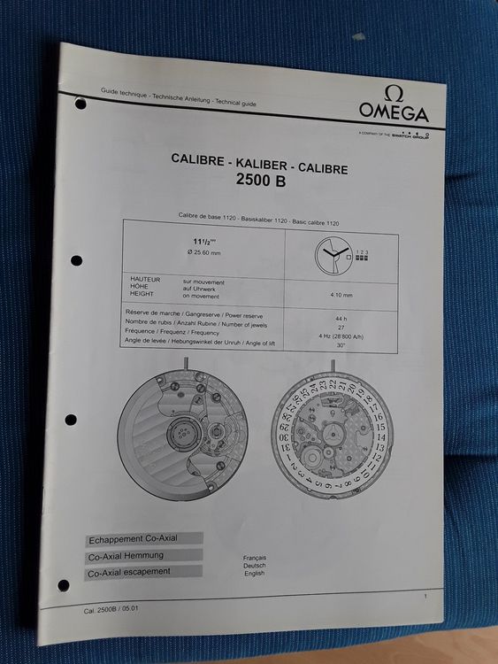 Omega Cal. 2500 B , Technische Anleitung | Kaufen auf Ricardo