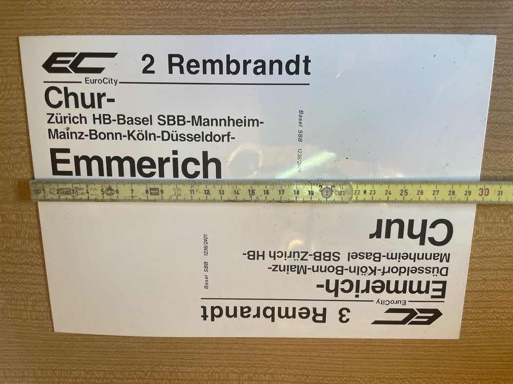 SBB Zuglaufschild/Wagenlaufschild🚂 (Gebraucht) in Suhr für CHF 6 – mit ...