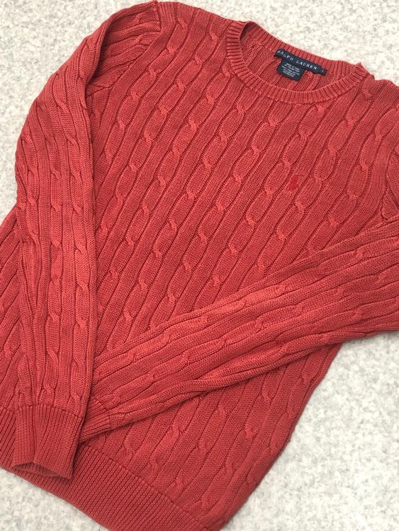 Pull torsadé Ralph Lauren Taille S Orange Rouge (Neuf (Voir description ...