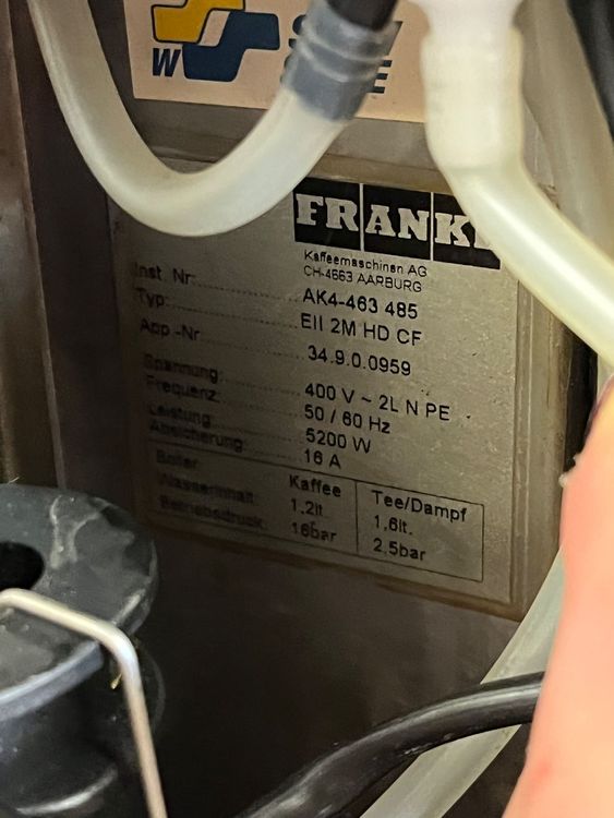 Franke Evolution Kaffemaschine Typ EII 2M HD CF (Defekt) in Niederdorf ...