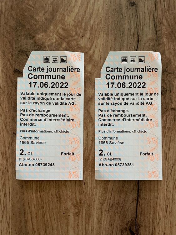 Cartes journalières CFF 17.06 (Neu und originalverpackt) in Conthey für ...