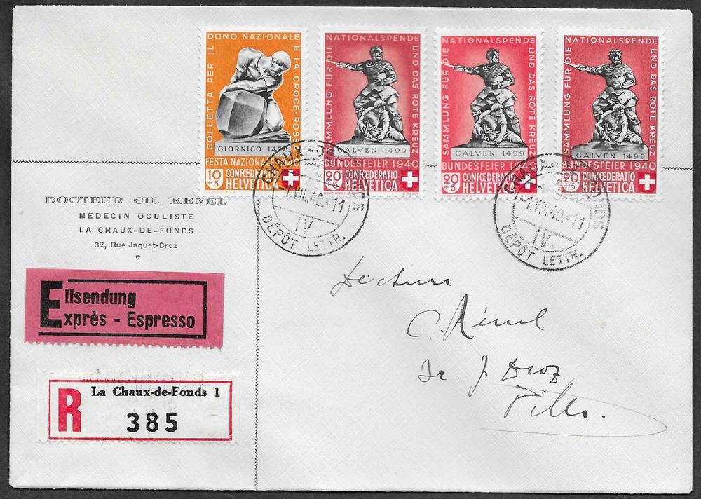 1940: Express-Rec.-Brief mit Nr.B4--B5--B5c--B7 | Kaufen auf Ricardo