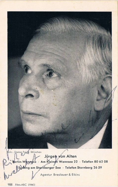 Jürgen von Alten 1903-94 Autogramm Vintage Foto 9x14cm (Gebraucht) in Bischofszell für CHF 9.9 ...