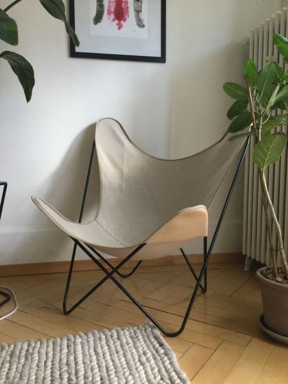 Original Hardoy Butterfly Chair, Naturleinen | Kaufen auf Ricardo