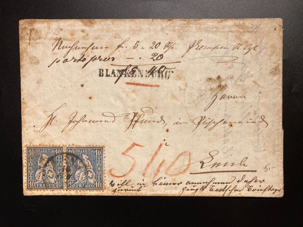 Schweiz 1866 sitzende Helvetia 10 Rp Balken Blankenburg Lenk | Kaufen auf Ricardo