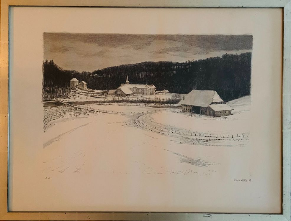 Teddy Aeby, Lithographie 1988, Kloster Hauterive, signiert (Gebraucht) in Bern für CHF 390 – mit ...