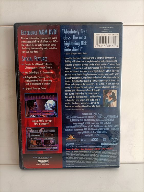 DVD Zone 1 USA Life Force (uk) Patrick Stewart Mathilda May (D'occasion ...