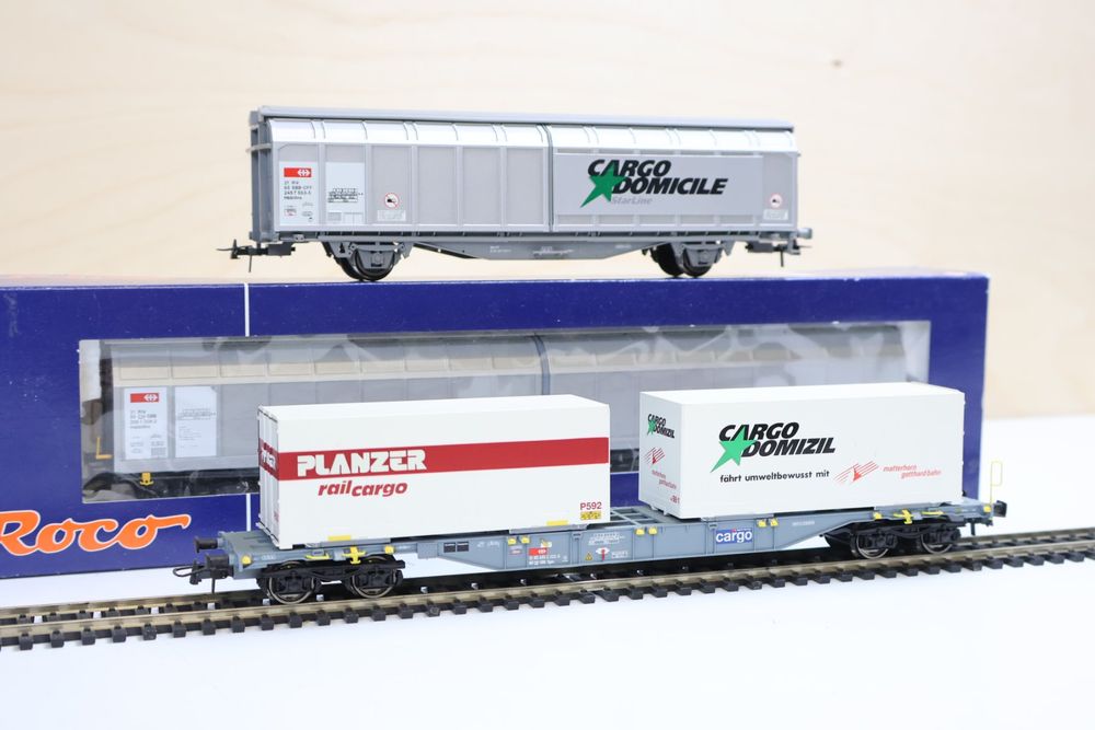 ROCO 3 x SBB Containerwagen 66659 / Cargo Wagen - H0 | Kaufen auf Ricardo