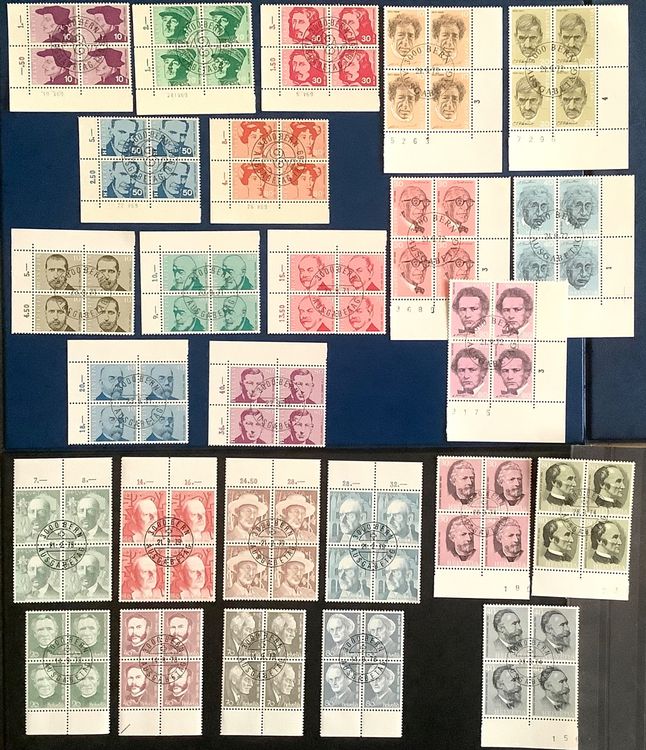 1969-74 Schweiz Porträtmarken Viererblock 5 Kompl.Sätze ET (Neu (gemäss Beschreibung)) in ...