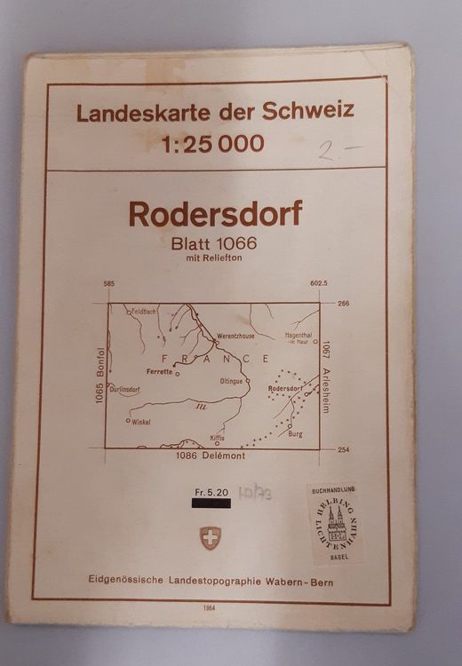 Landeskarte Rodersdorf Solothurn SO Blatt 1066 Schweiz 1964 (Gebraucht ...