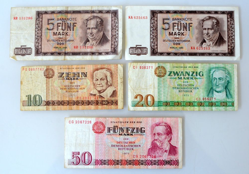 5 Banknoten DDR "OST MARK" (Gebraucht) in Riehen für CHF 7.9 – mit ...